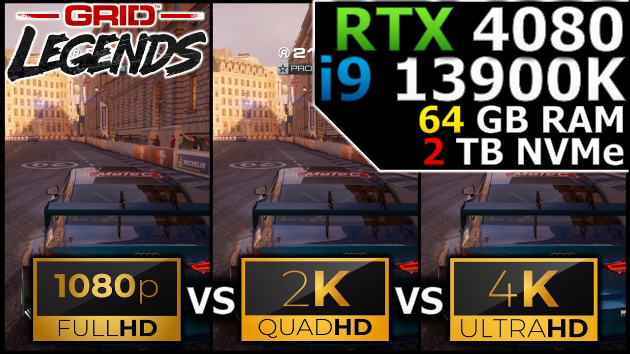 GRID Legends | 1080p vs 1440p vs 2160p | RTX 4080 | i9 13900K | 64GB ...