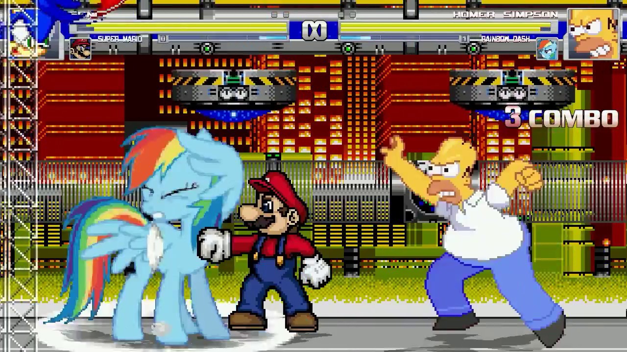 AN Mugen Request #1017: Sonic & Super Mario VS Homer Simpson & Rainbow ...