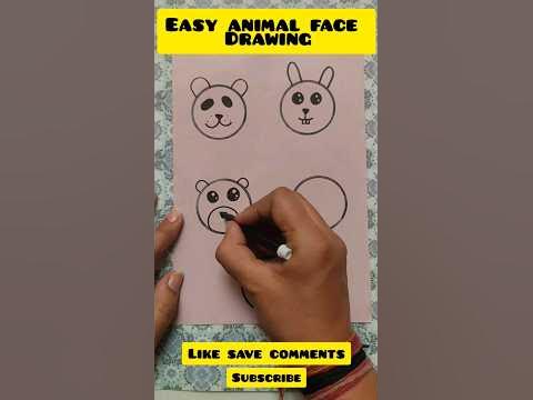super cute animal face drawing/easy animal face drawing step by step ...