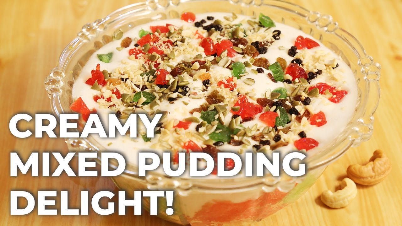 Creamy Mixed Pudding with Pineapple and Strawberry Cakes - YouTube