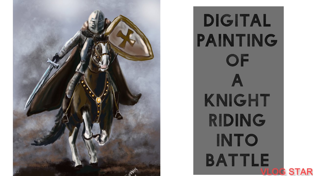 Digital painting of a knight riding into battle - YouTube