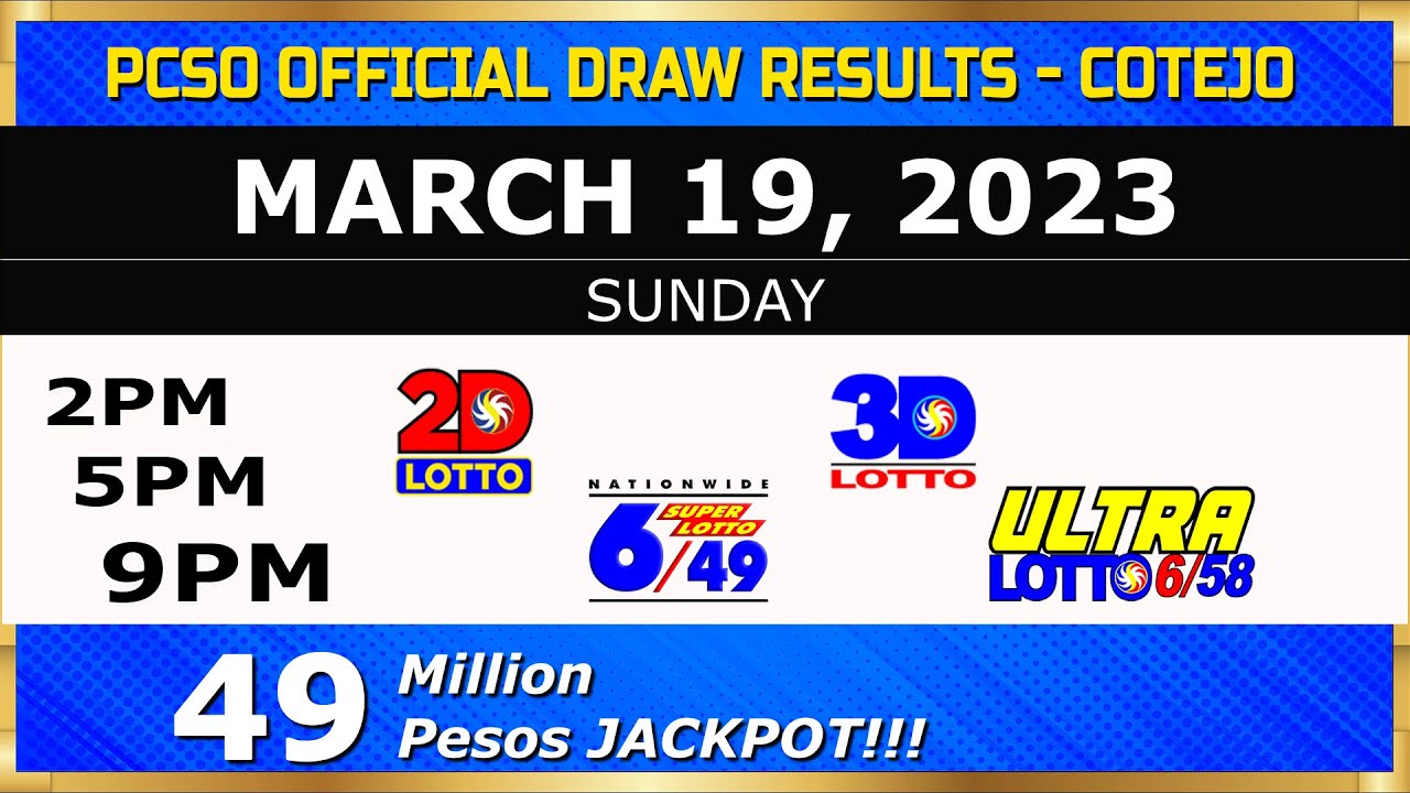 March 19, 2023 PCSO LOTTO OFFICIAL DRAW RESULTS - COTEJO - YouTube