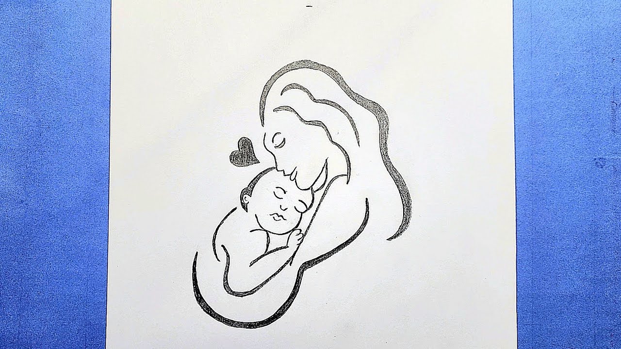 Mother and Baby Love Drawing || Mother's Love - YouTube