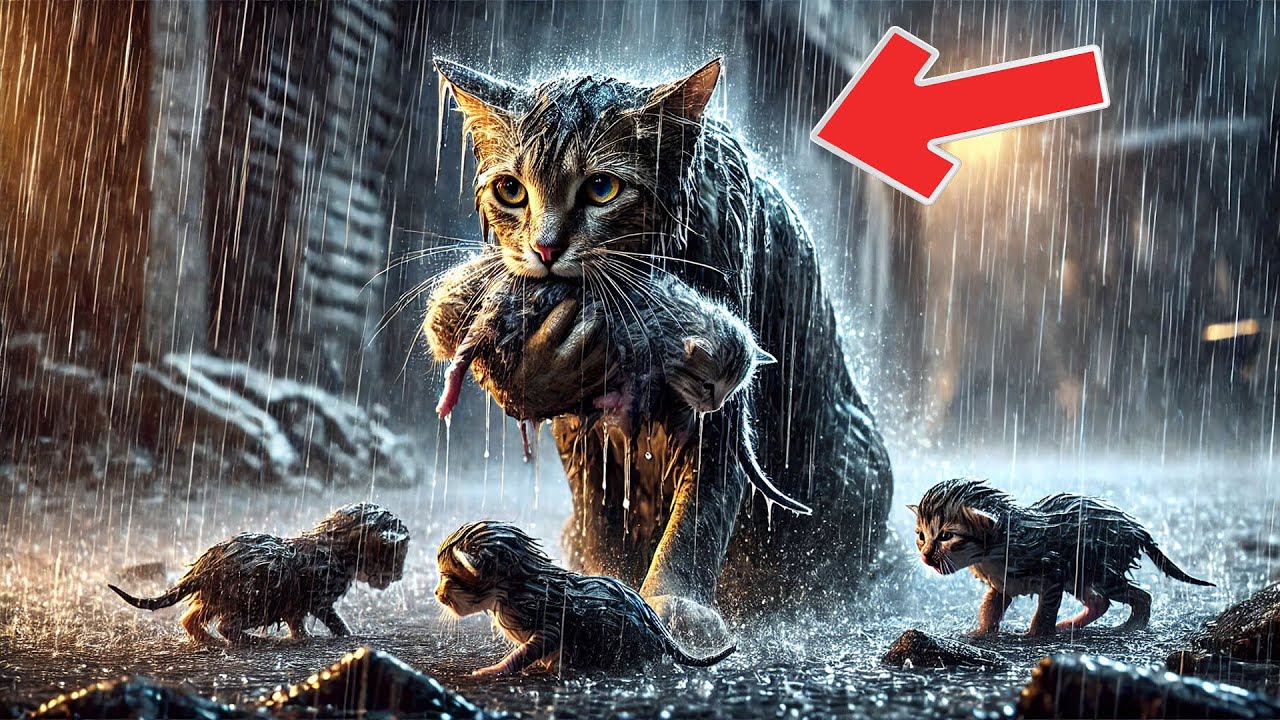 A Mother Cat Battles the Rain to Save Her Kittens—Rescuers Are Moved to ...