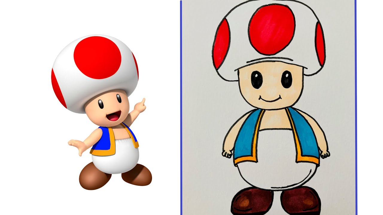 Drawing and coloring Toad (Super Mario) #easy - YouTube