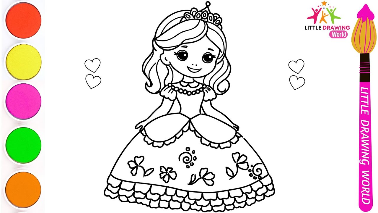 How to Draw Cute Princess easy step by step | Princess Drawing | Flower ...