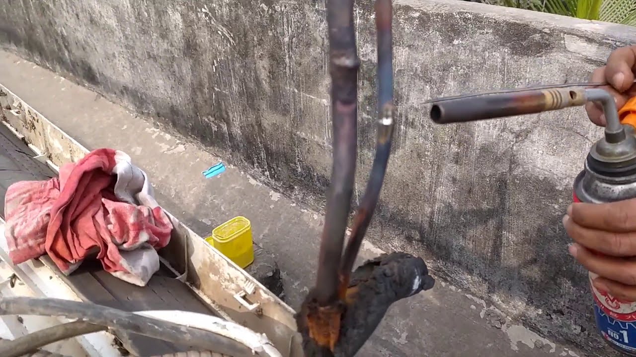 Brazing air conditioner copper pipe || How to Brazing Air conditioner ...