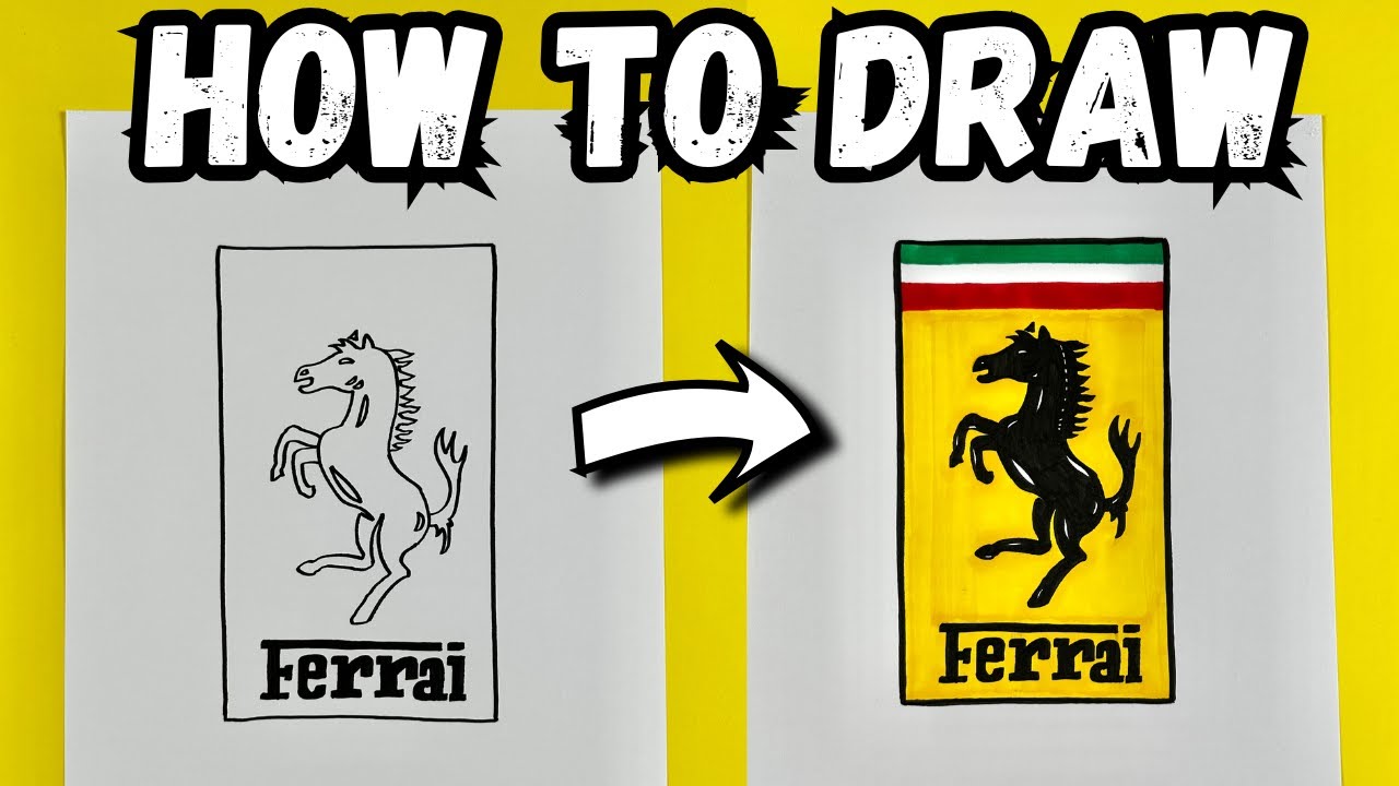 How To Draw Ferrari Logo - YouTube