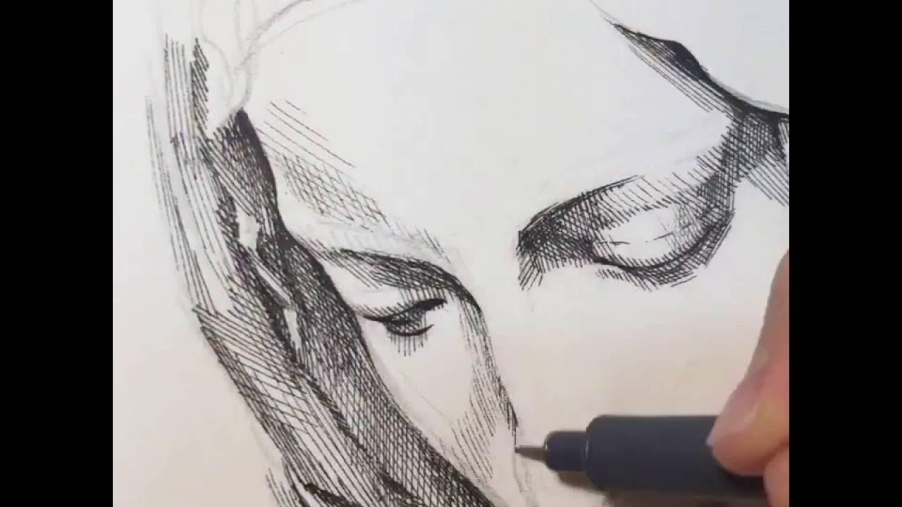 pen drawing crosshatching | Pieta(Maria) - YouTube