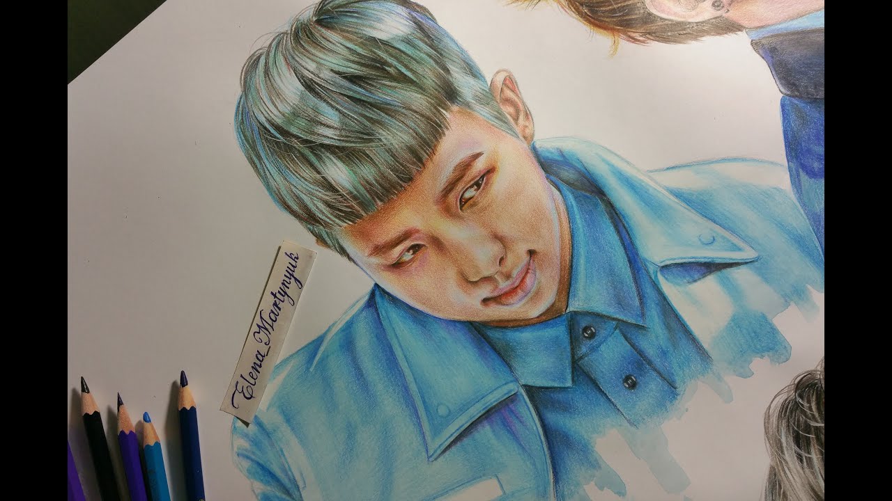 랩몬스터 - BTS - RAP MONSTER 5/7 drawing (by Elena Martynyuk) - YouTube