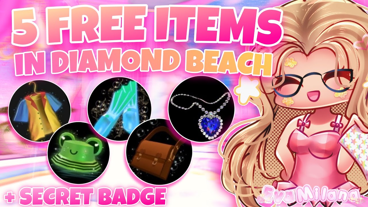 🌊ALERT!🐚 5 FREE ITEMS AND SECRET BADGE YOU CAN CLAIM FROM DIAMOND BEACH ...