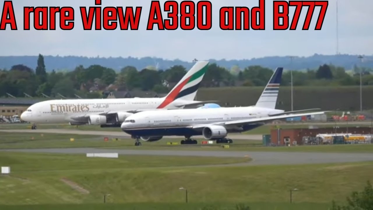 Amazing rare view A380 and B777 side by side - YouTube