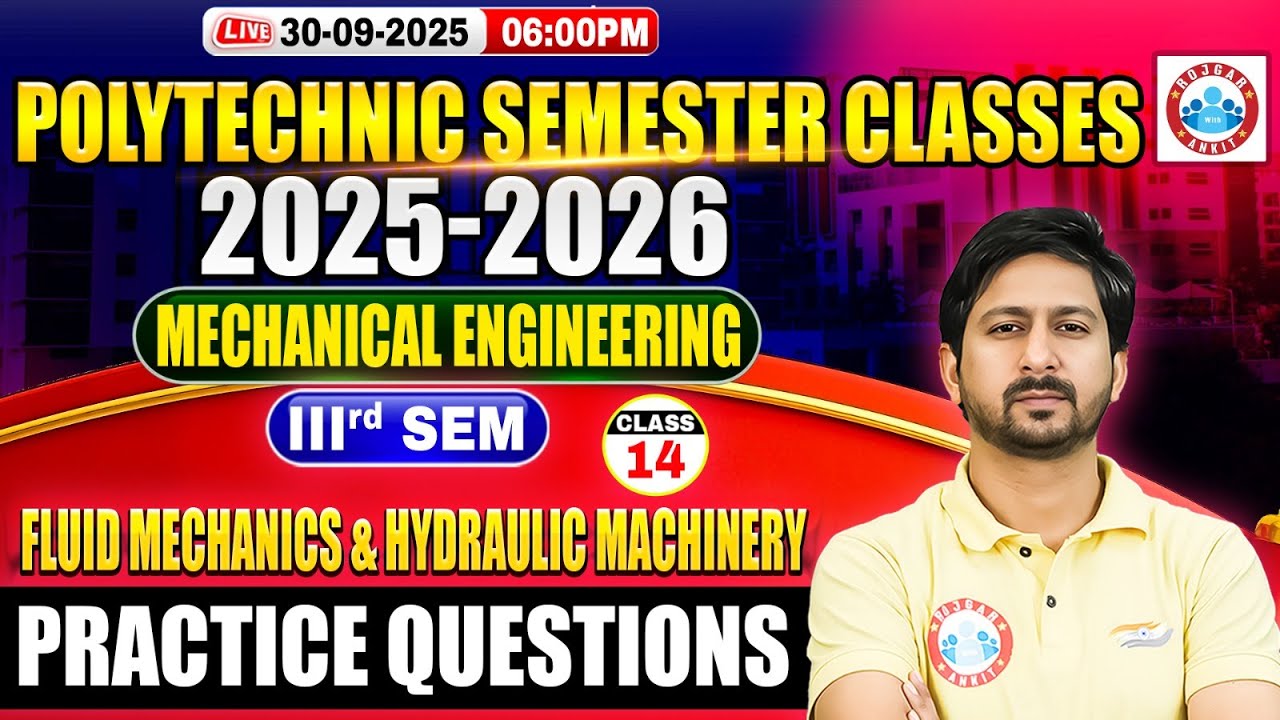Polytechnic 3rd Semester Mechanical Engineering | FM & HM Practice Questions | BTEUP 3rd ...