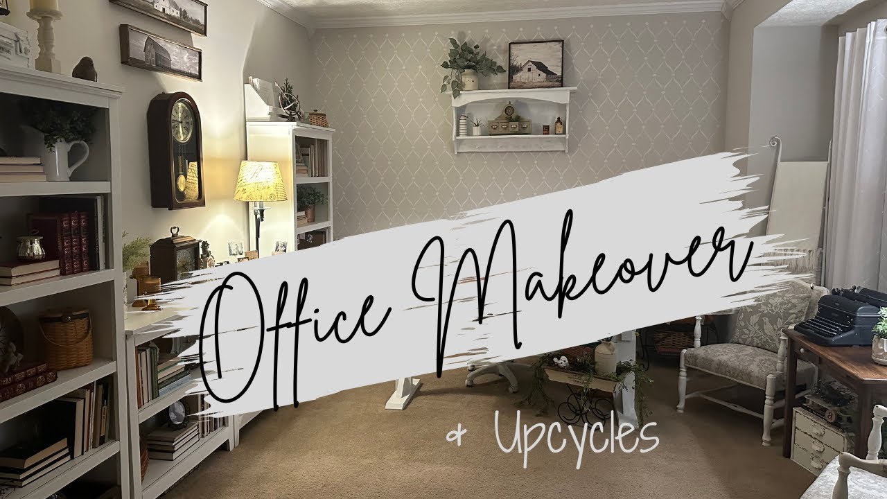 Office Makeover // Upcycles Using My Own Decor - YouTube