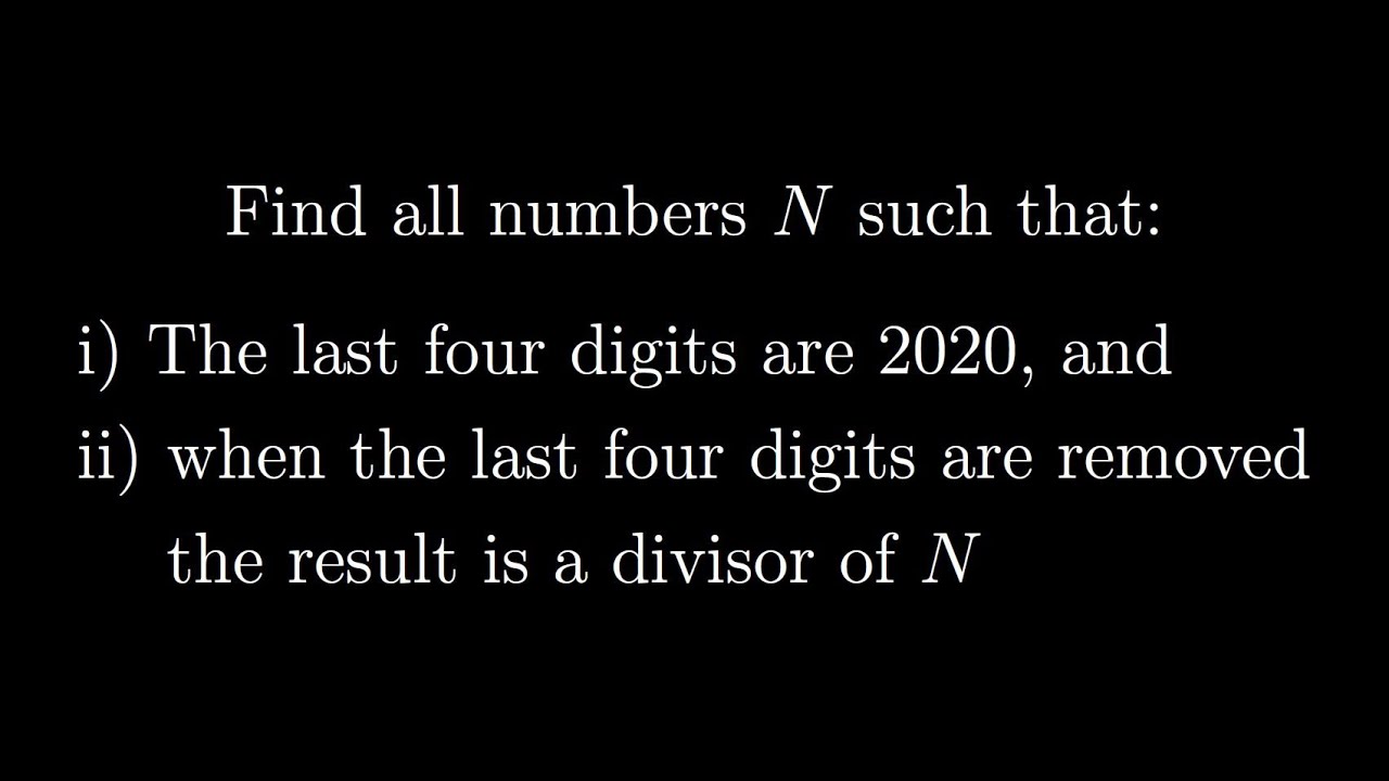 Numbers with a factoring property - AIME contest 2020 - YouTube