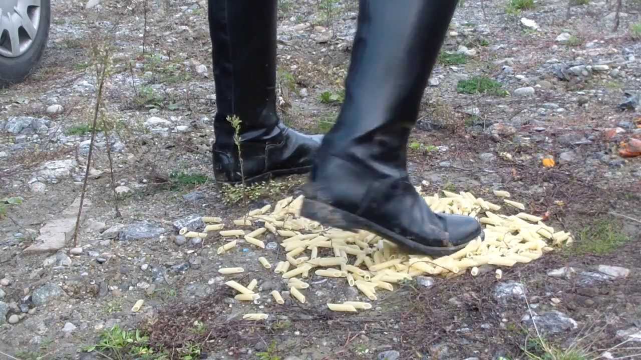 Riding Boots crushing pasta - YouTube