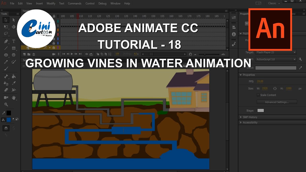 ANIMATE CC TUTORIAL - 18 | GROWING VINES IN WATER ANIMATION | CINI ...