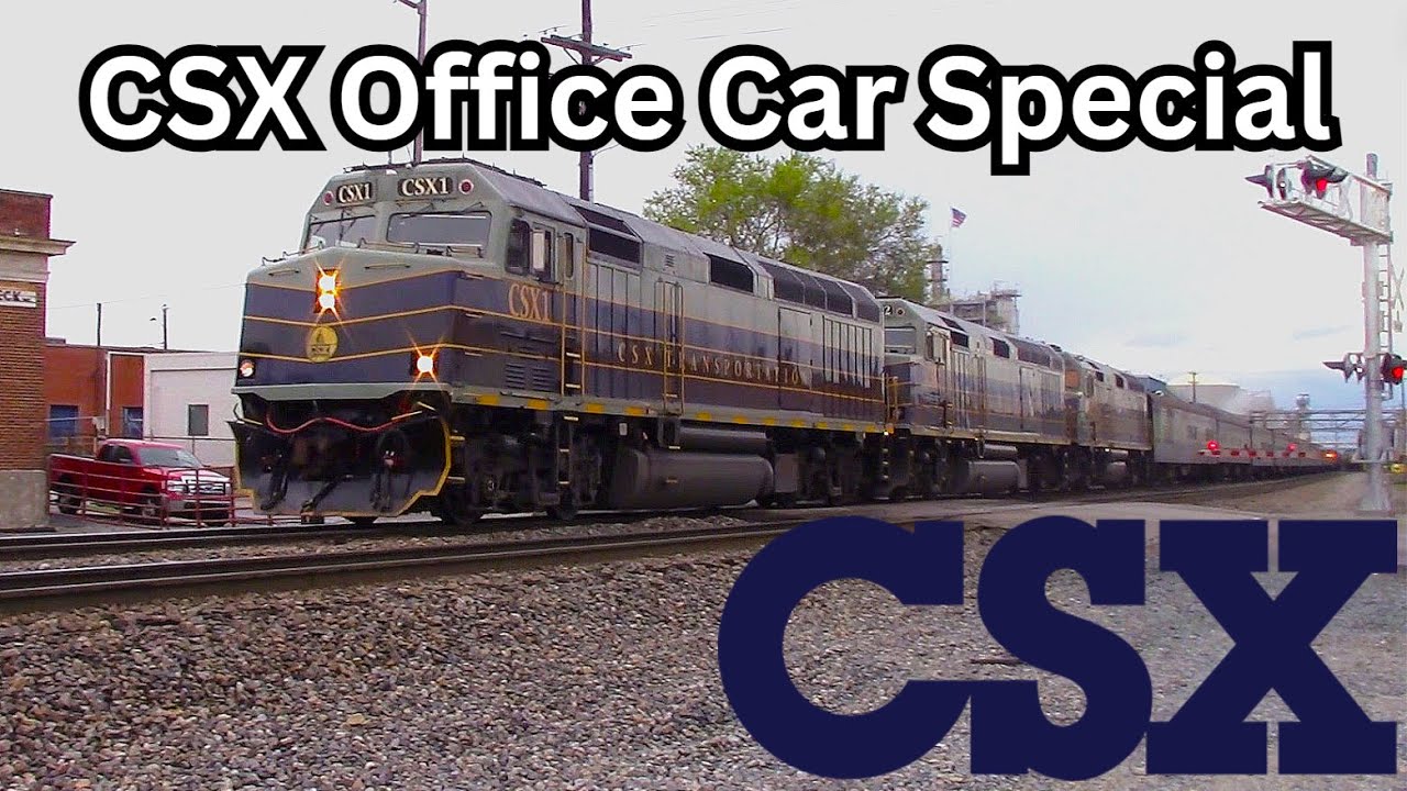 CSX 1 leads CSX P001 (Office Car Special) through Cincinnati, OH - YouTube
