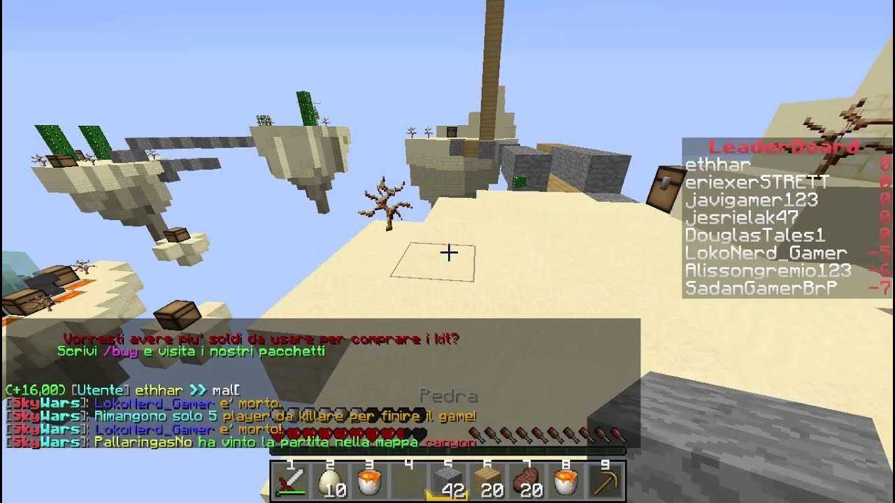 Minecraft Sky Wars #2 -duas equipes 4 nubs!!!!!(ip do server na ...