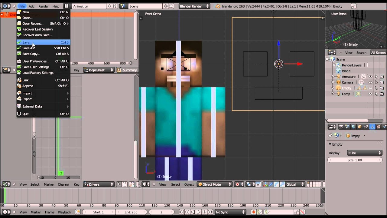 Blender 2.63 Tutorial - Minecraft Rig With a Face - Part 6 - YouTube