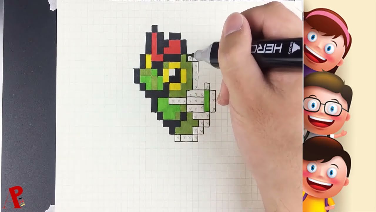 How To Draw Caterpie Pokemon Pixel Art | Pixelart123 - YouTube