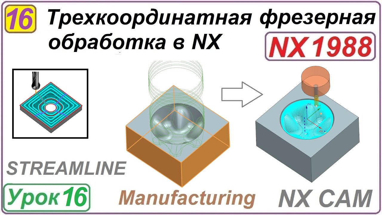 Трехкоординатная фрезерная обработка в NX. Урок 16. STREAMLINE - YouTube