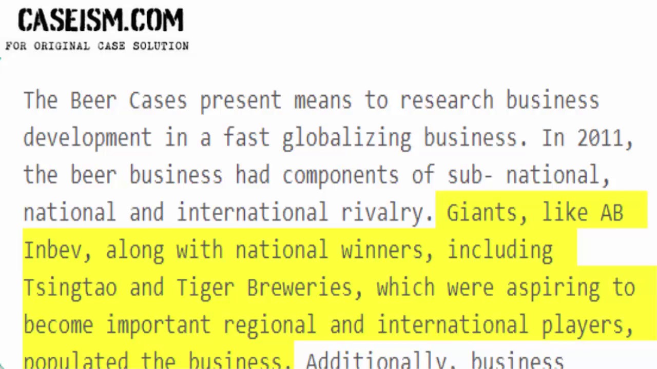 The Beer Cases (A): A-B InBev Case Solution & Analysis Caseism.com ...