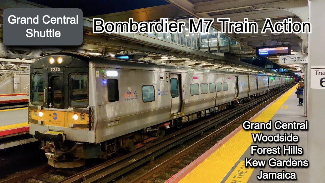 LIRR: Bombardier M7 Grand Central Shuttle Train Action - YouTube