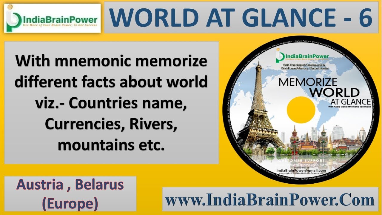 World At Glance With Mnemonics - 6 (Europe's Austria , Belarus and ...