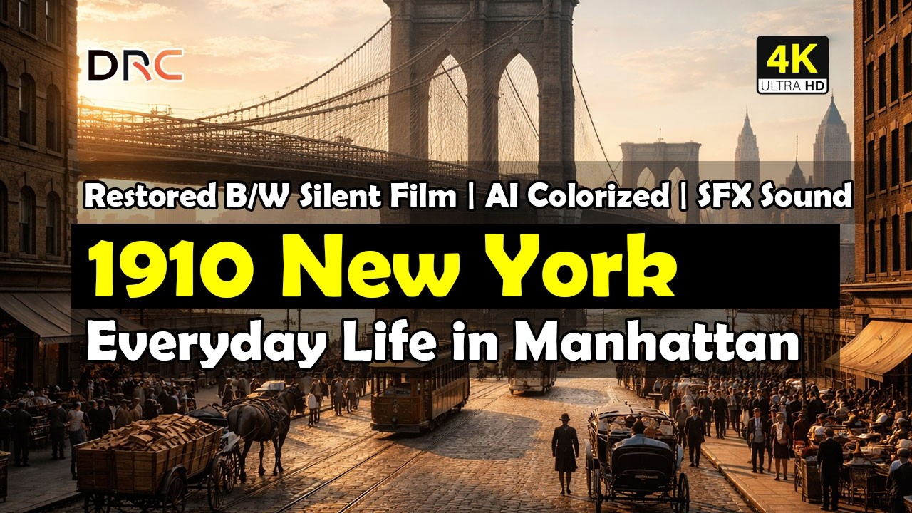 1910 New York City | Footage Restored & AI Colorized | 4K 60FPS | Life ...