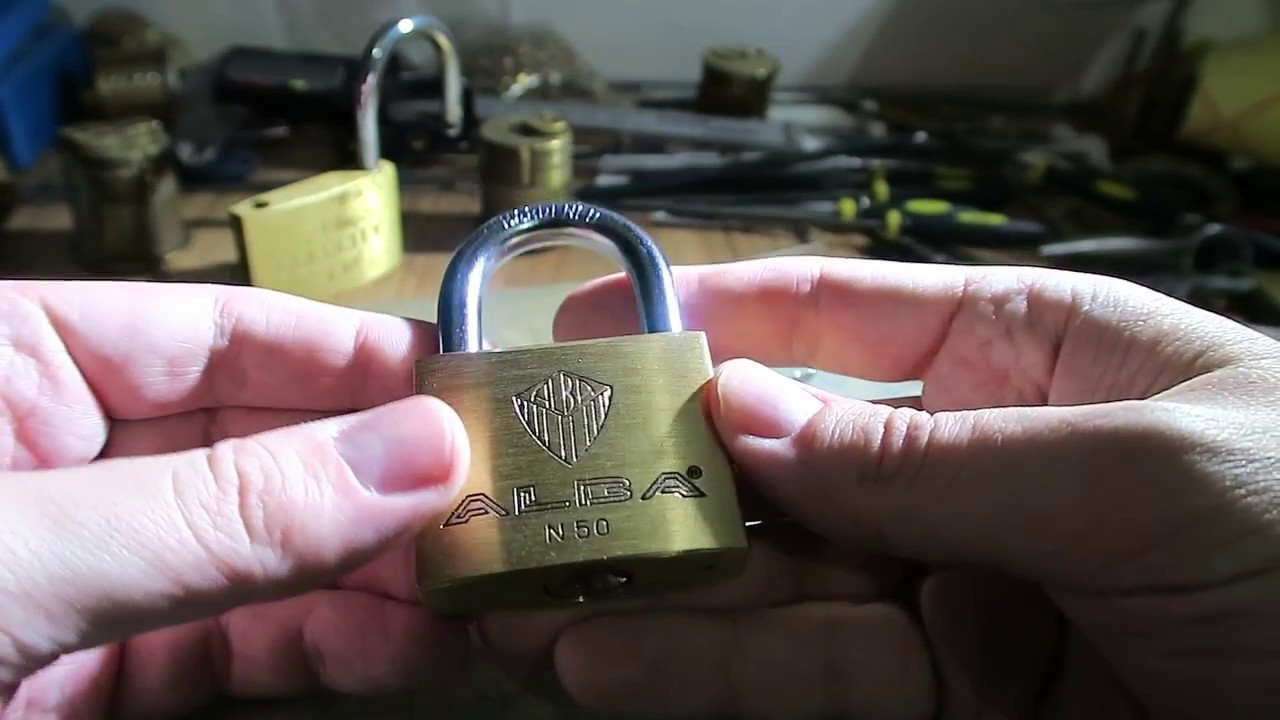 Alba N50 (Assa Abloy) padlock clumsily raked - YouTube