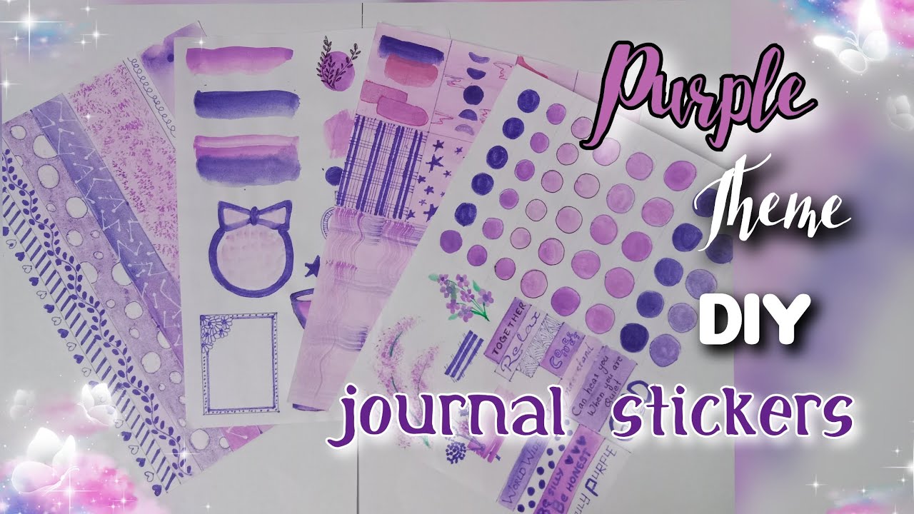 PURPLE 💜 DIY journal stickers | budget friendly | easy making #journal #purple - YouTube