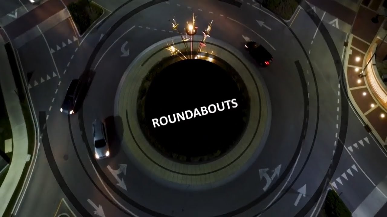 The beauty of Carmel's roundabouts captured by a drone (at night) - YouTube