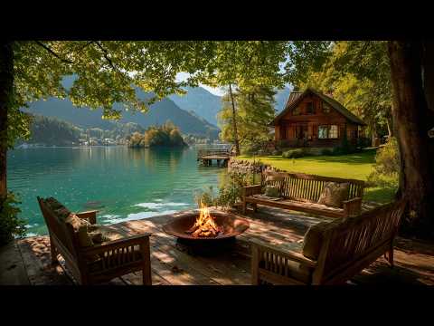 The Coziest Summer Cabin by the Lake 🌅 Campfire, Nature & Birdsong for Sleeping Ambience