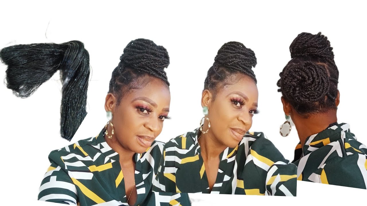 African threading method on natural hair - YouTube