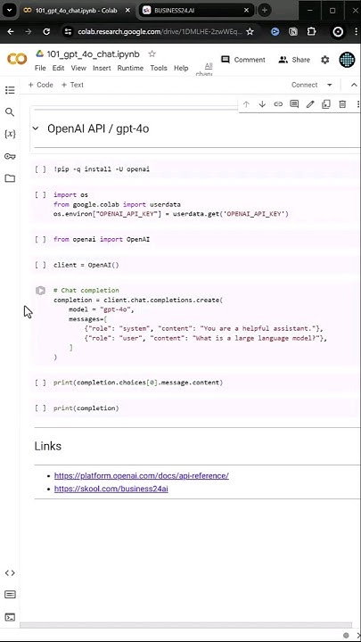 Connect to gpt-4o using OpenAI in Colab - YouTube