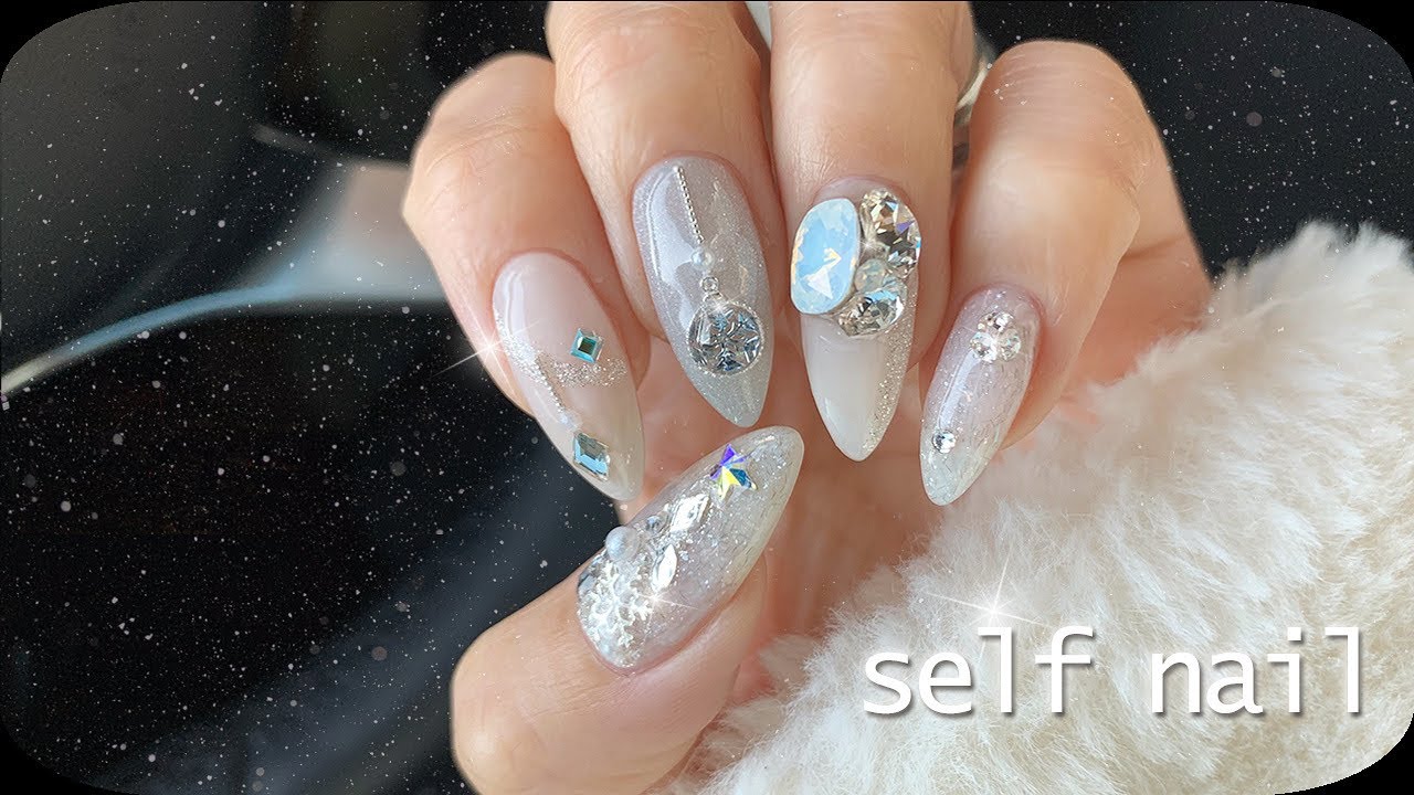 Self nail | 노연장! 내 손톱으로 크리스마스 네일하기 (네일샵원장의 셀프네일, 흔하지 않게 화려한 연말네일🎄 ...