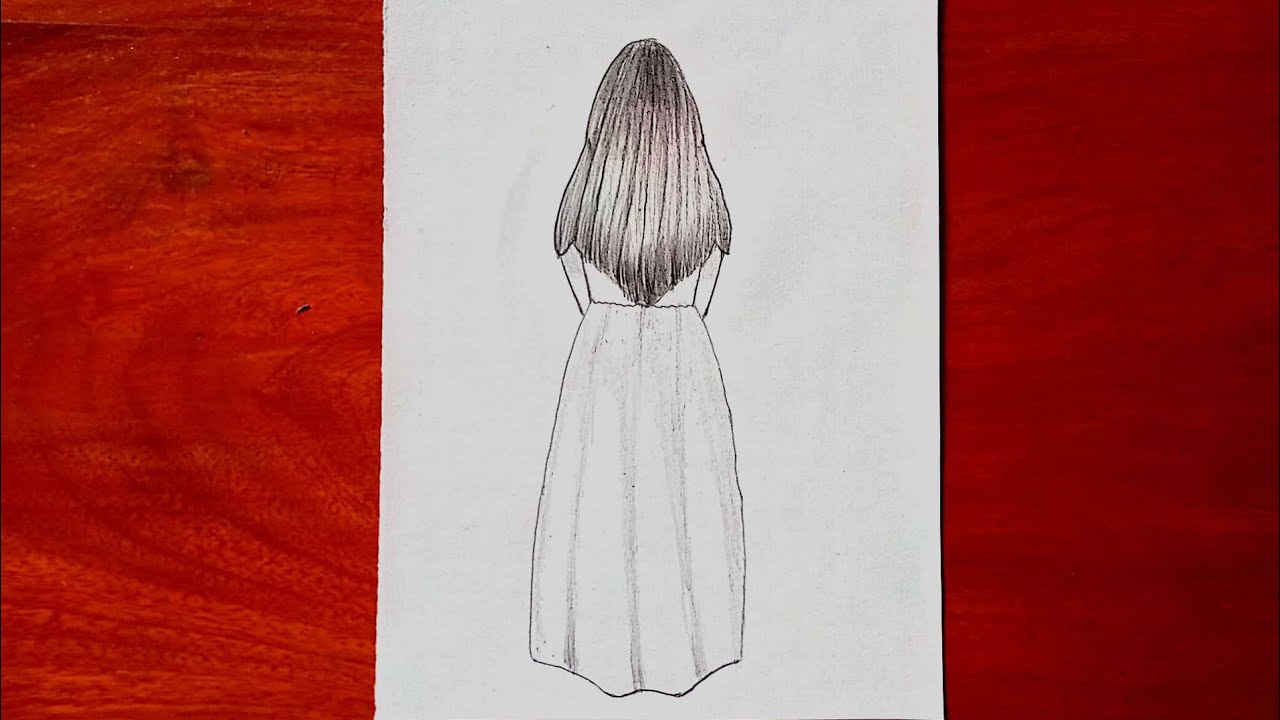 #pencildrawing #girldrawing #drawingtutorial Easy back side drawing of ...