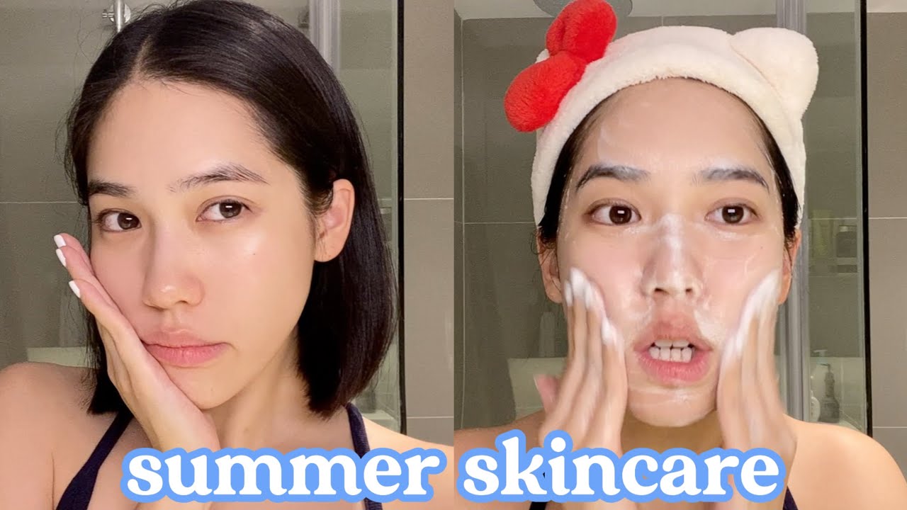 my simple summer skincare routine🩵 (day & night) - YouTube