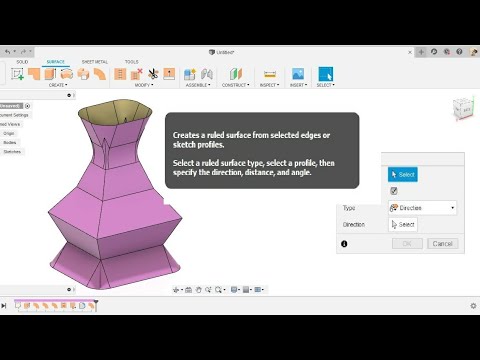 RULED SURFACE | FUSION 360 SURFACING TUTORIAL | - YouTube
