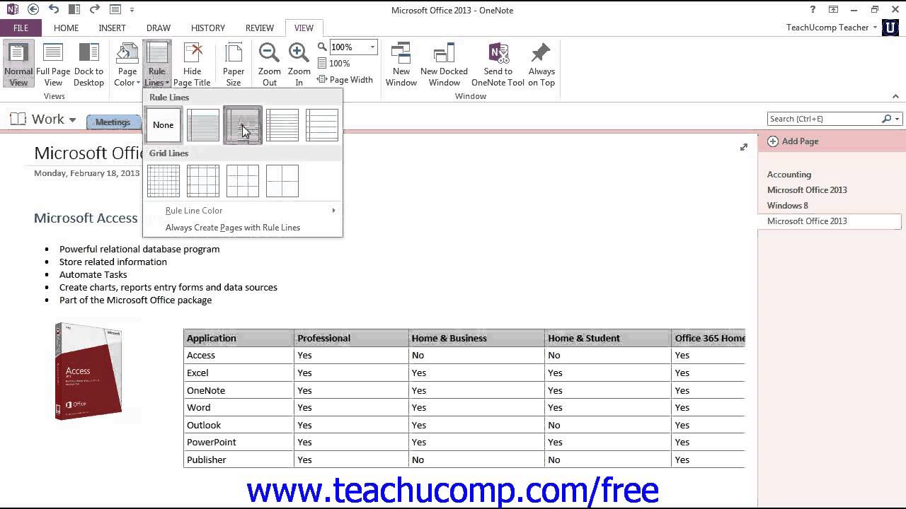 OneNote 2013 Tutorial Formatting Page Backgrounds Microsoft Training ...