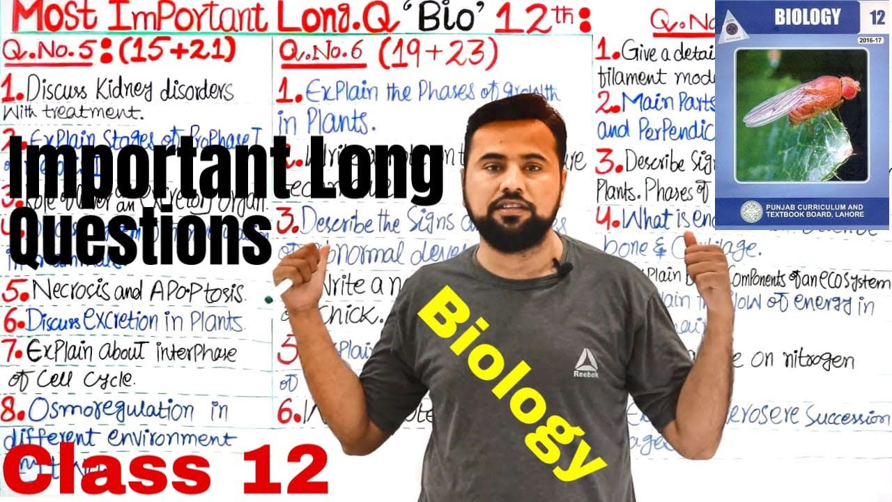Biology Most imp Long Questions | Class 12 Biology | Only 6 Chapters ...