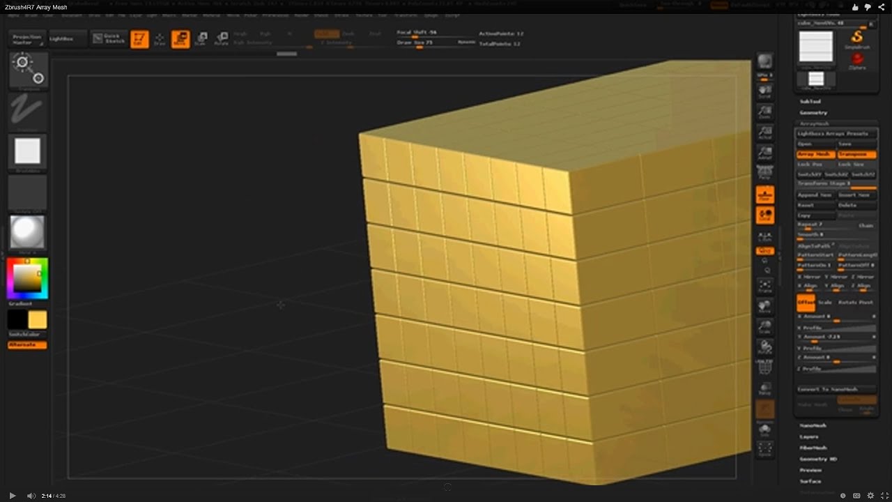 Zbrush4R7 Array Mesh - YouTube