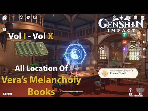 GENSHIN IMPACT : All Location Of Vera's Melancholy Books-Volume I-X and get Eternal Youth Achivement