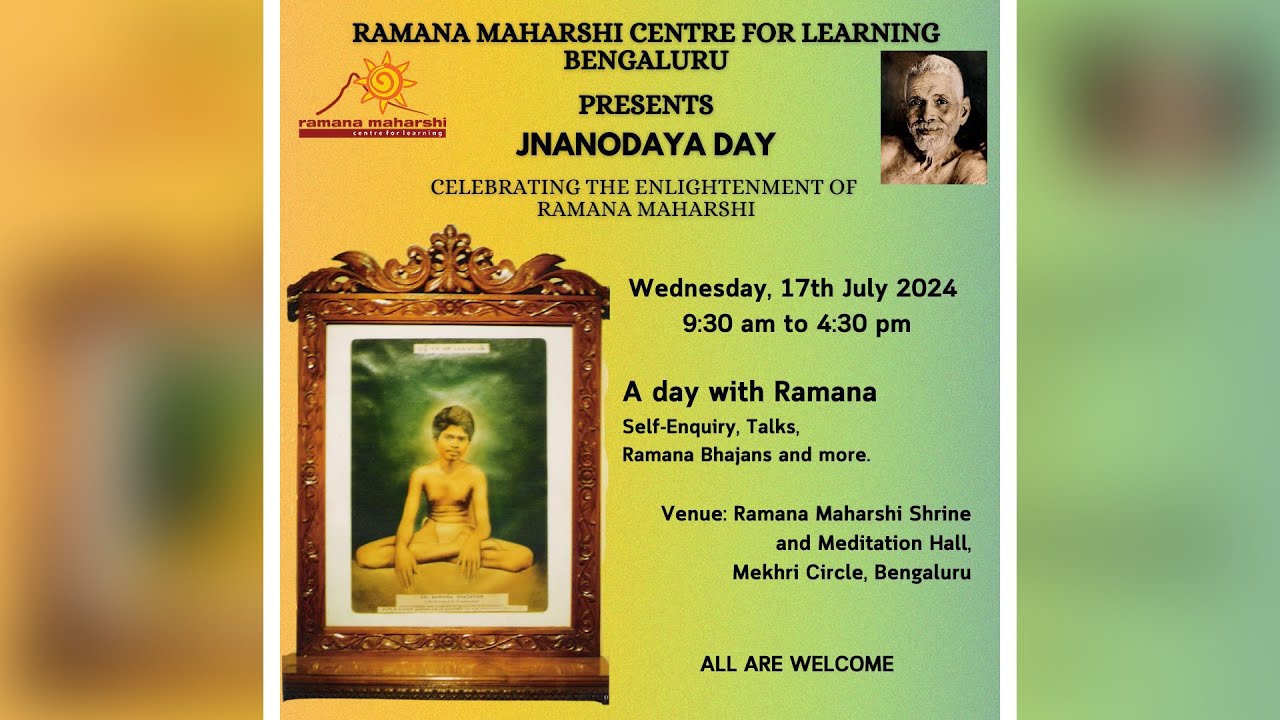 JNANODAYA DAY - Celebrating the Enlightenment of Ramana Maharishi - YouTube