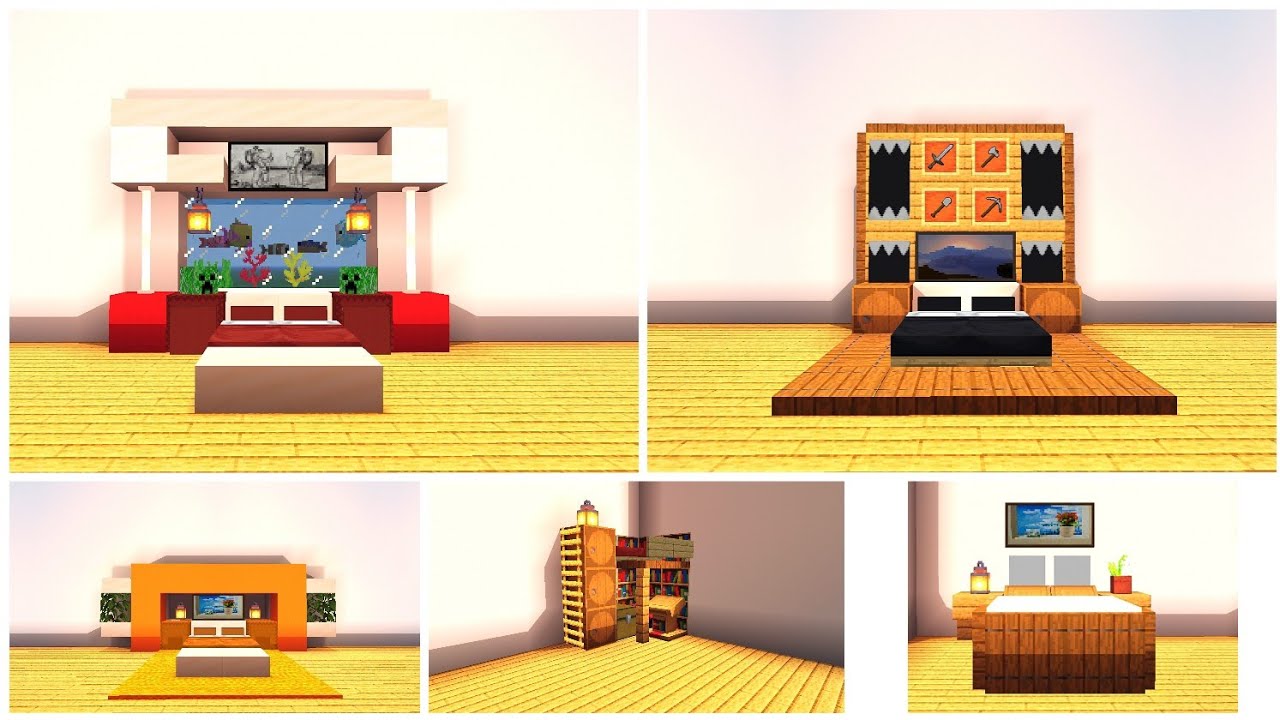 Minecraft Tutorial : 5 Simple Bedroom Design Ideas - YouTube
