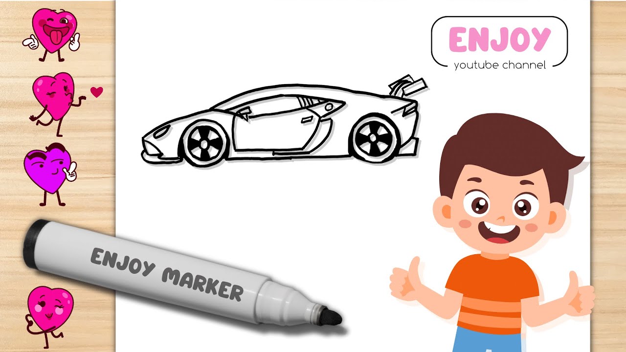 How to Draw a LAMBORGHINI CAR | Drawing for Kids - YouTube