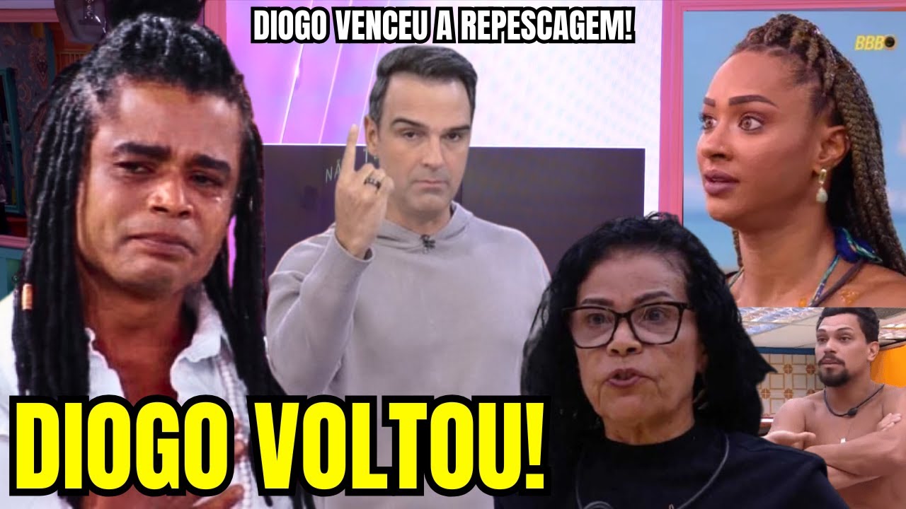 BBB25: DIOGO VOLTA DE SURPRESA AGORA PRA CASA APÓS VENCER REPESCAGEM ...