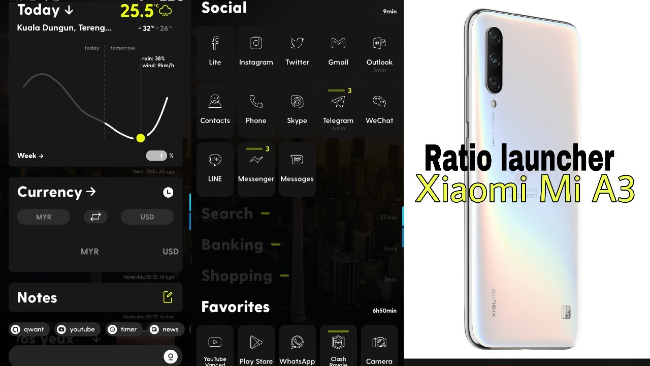 Ratio Light Launcher for xiaomi mi A3 review - YouTube