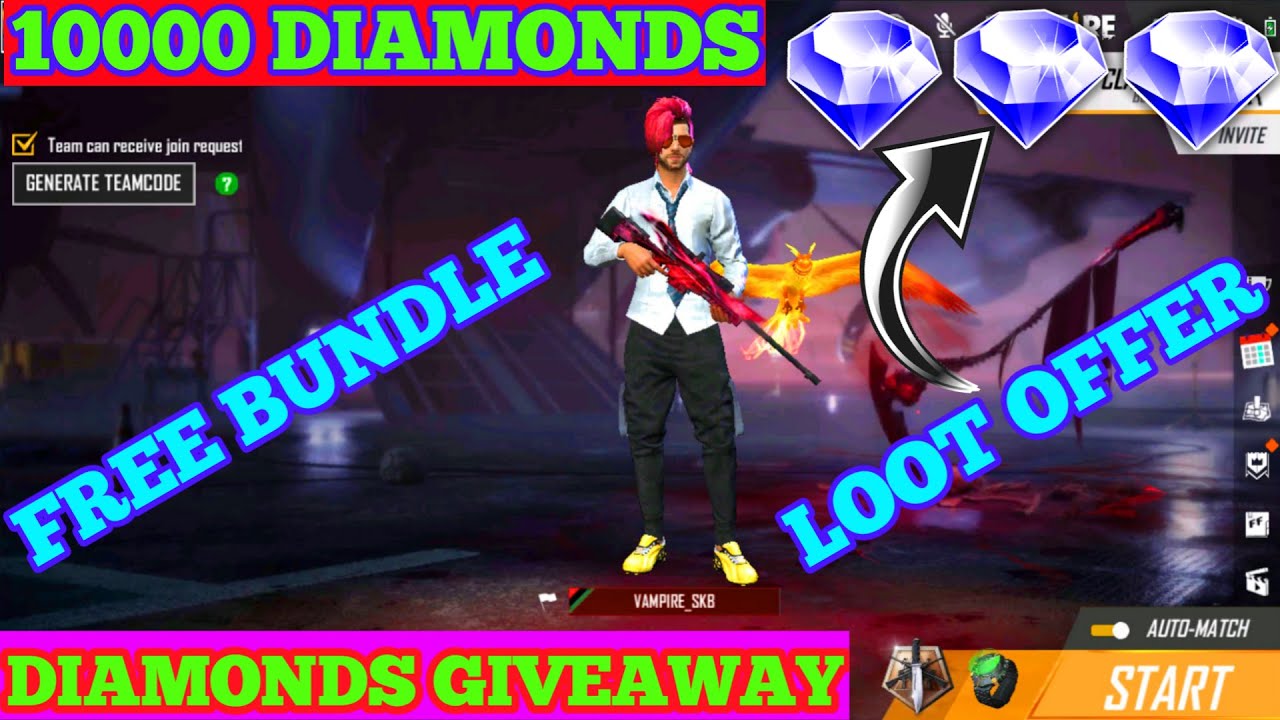 HOW TO GET 10000 DIAMONDS IN FREE FIRE || HOW TO GET FREE BUNDLE IN ...